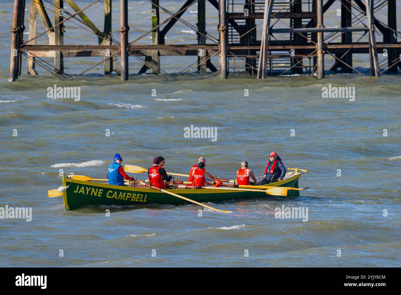 Pilot gig racing off Clevedon beach Stock Photo - Alamy