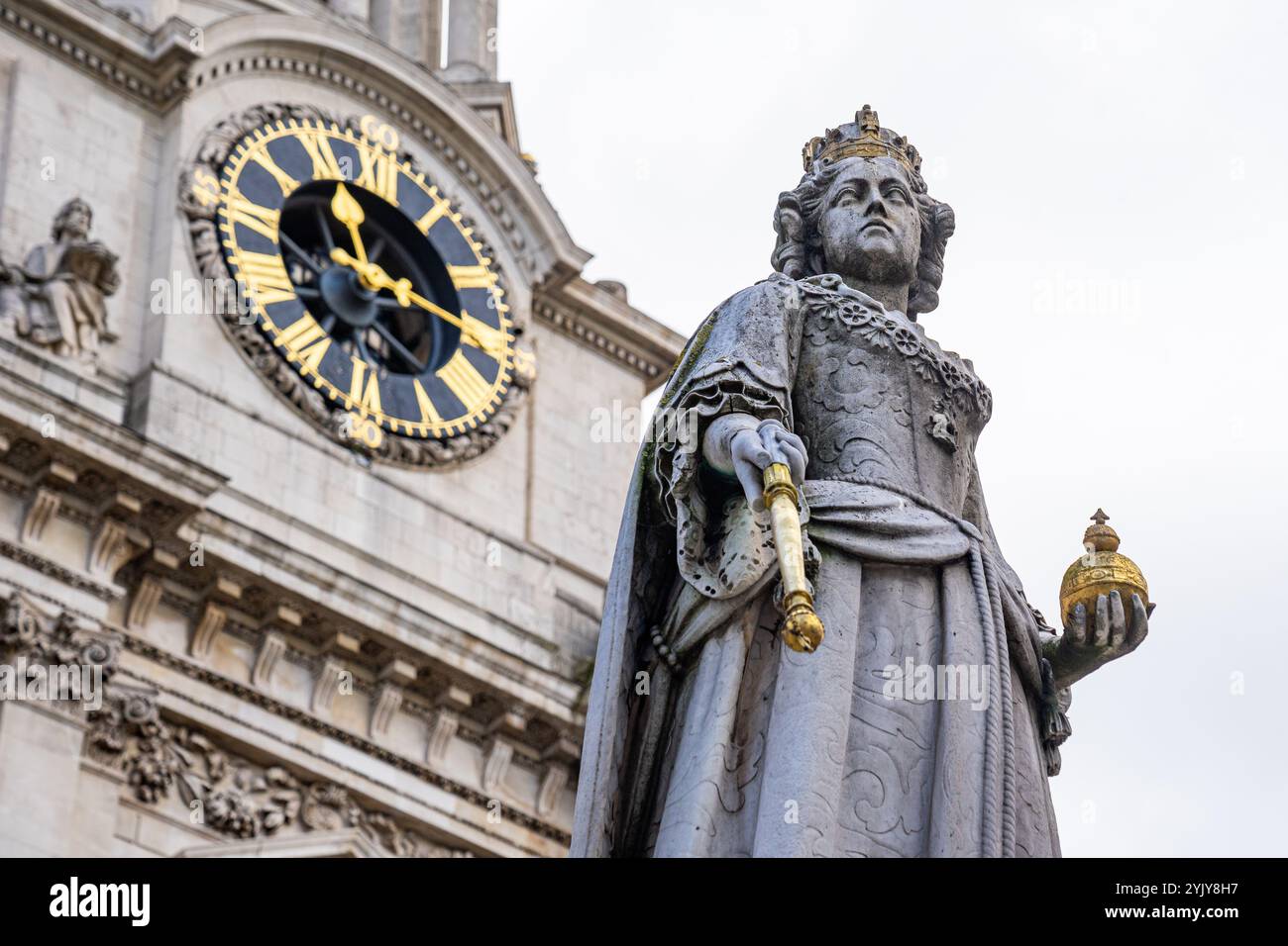 replica of the queen anne statue in front of a basilica in london.UK ...