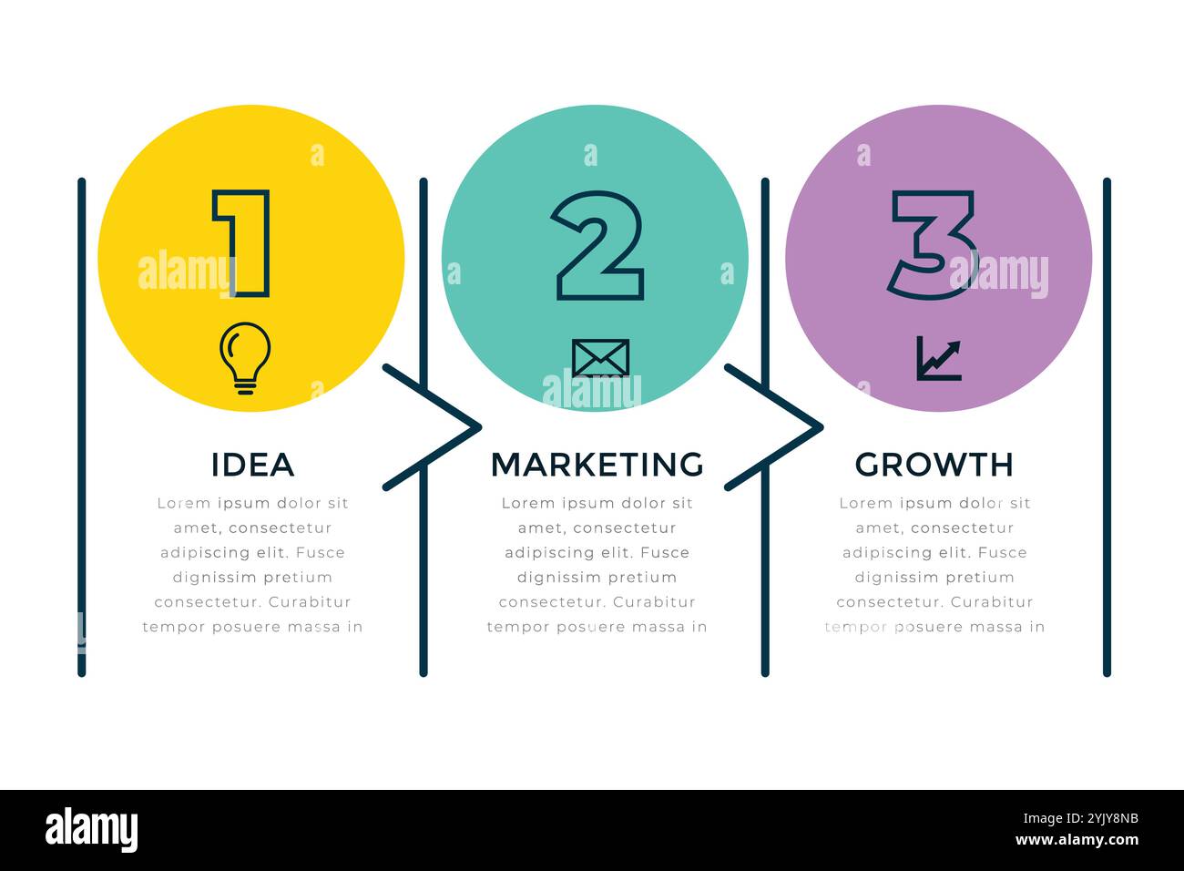 three steps business infograph in line style Stock Vector Image & Art ...