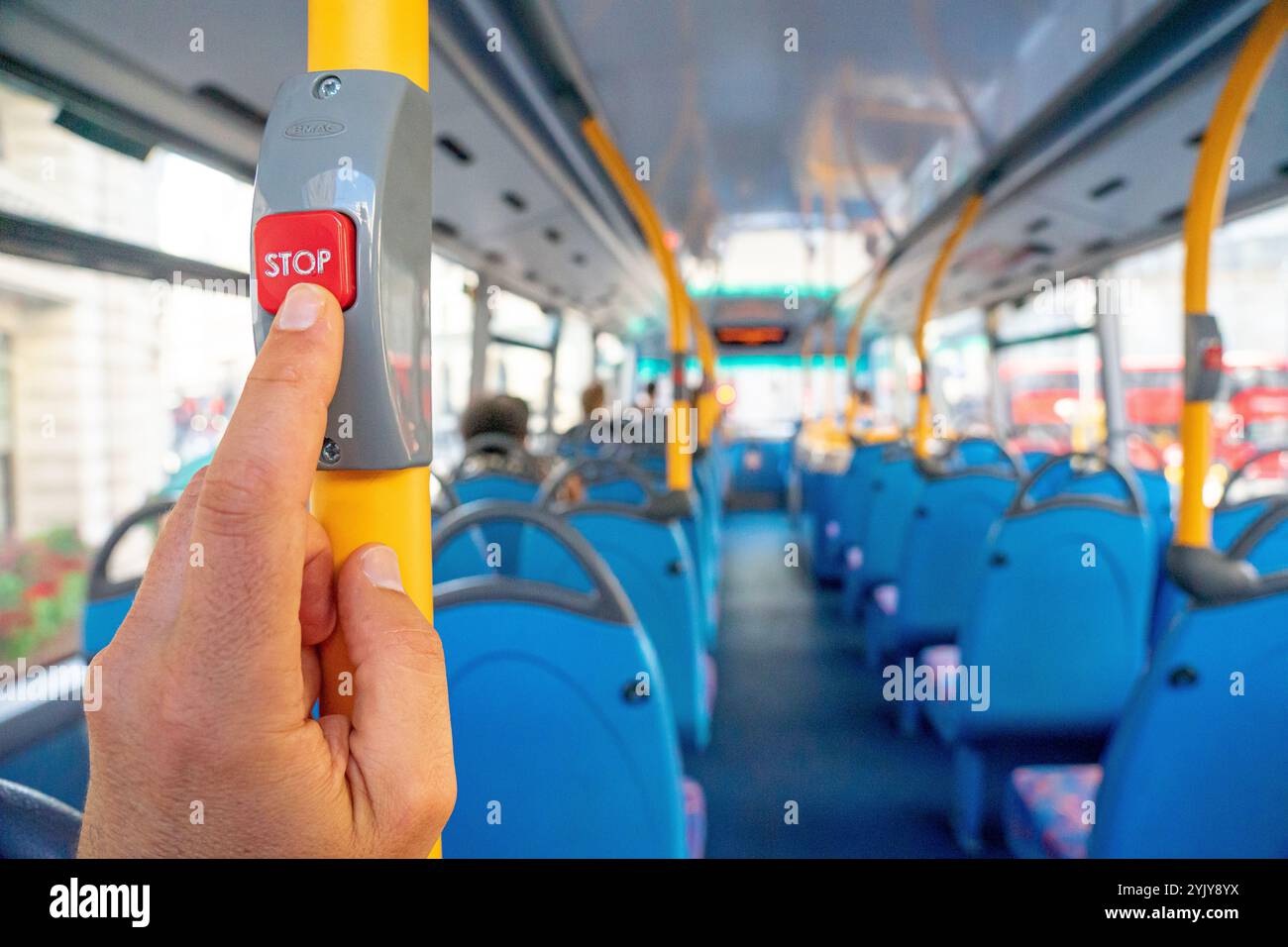 visa revolut card in hand inside the first floor passenger compartment ...