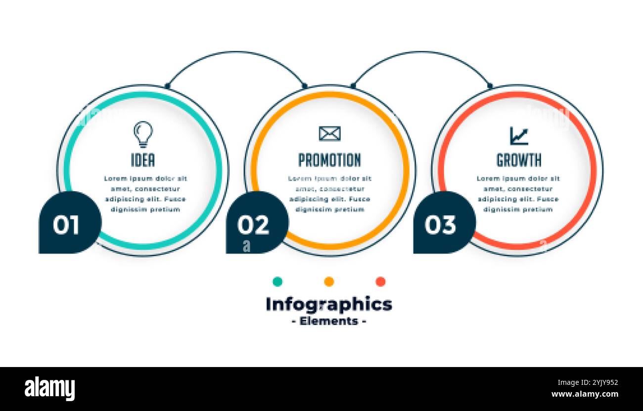 three steps circle line infographics template design Stock Vector Image ...