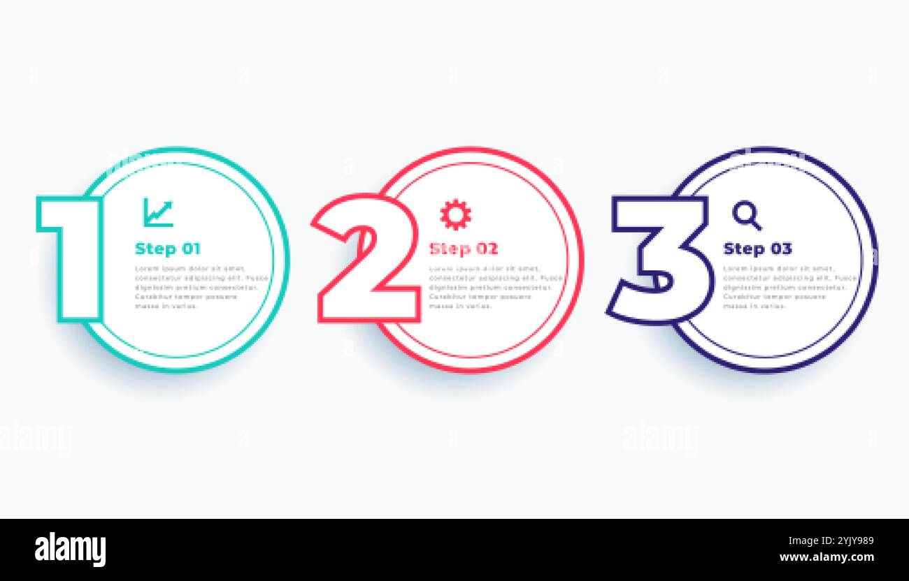 circular line three steps modern infographics template Stock Vector ...