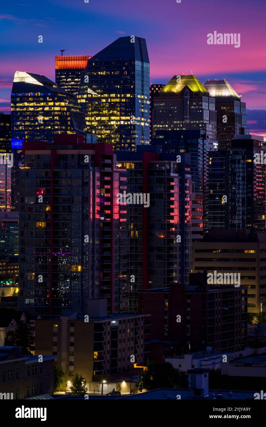 Travel destination Calgary. Panoramic view of skyline in the autumn ...