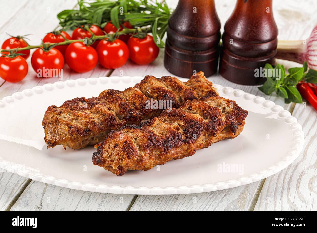Chicken barbecue kebab minced meat and spices Stock Photo - Alamy