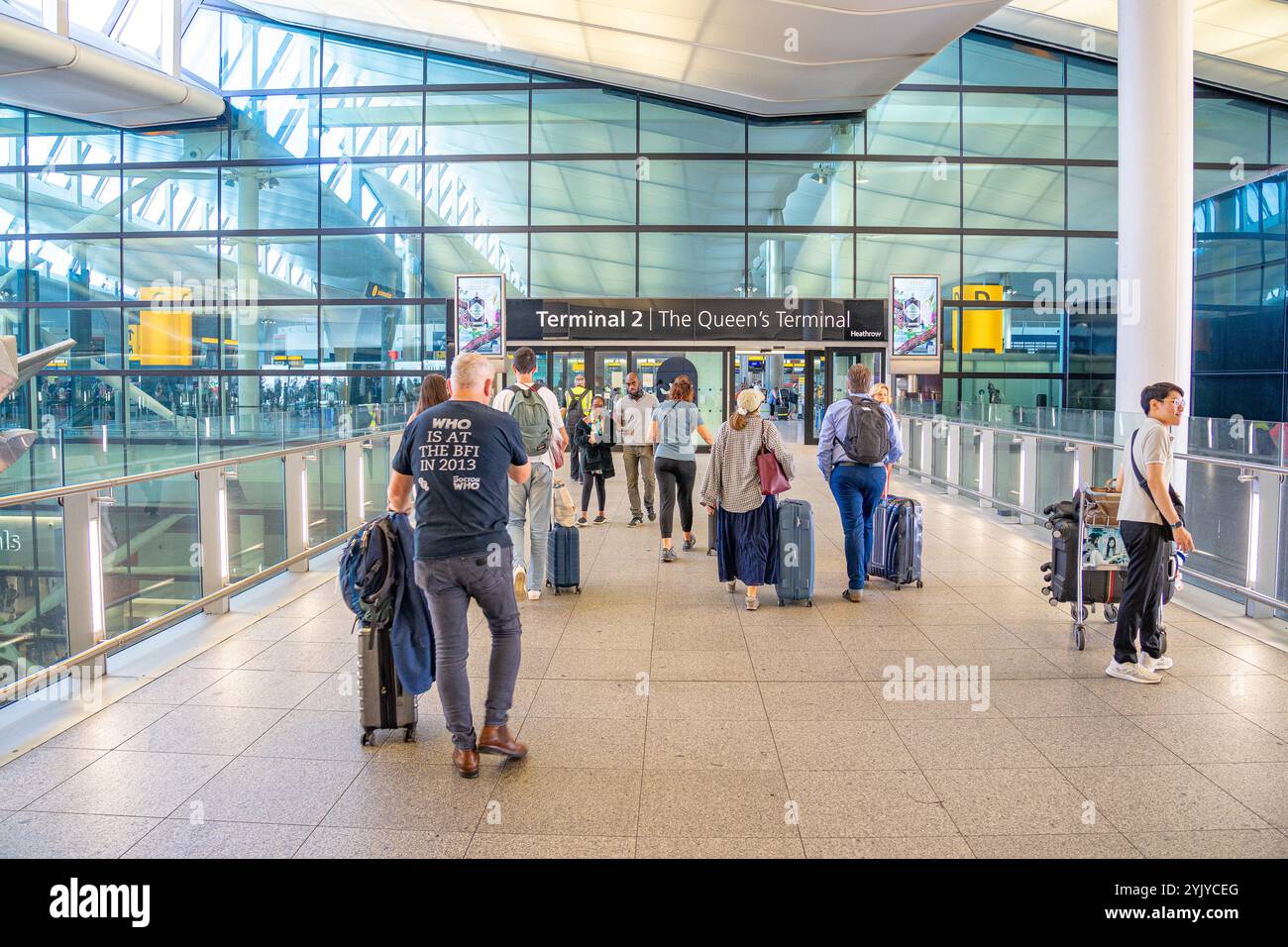 entrance to terminal 2, the queen s at heathrow airport. London.UK ...