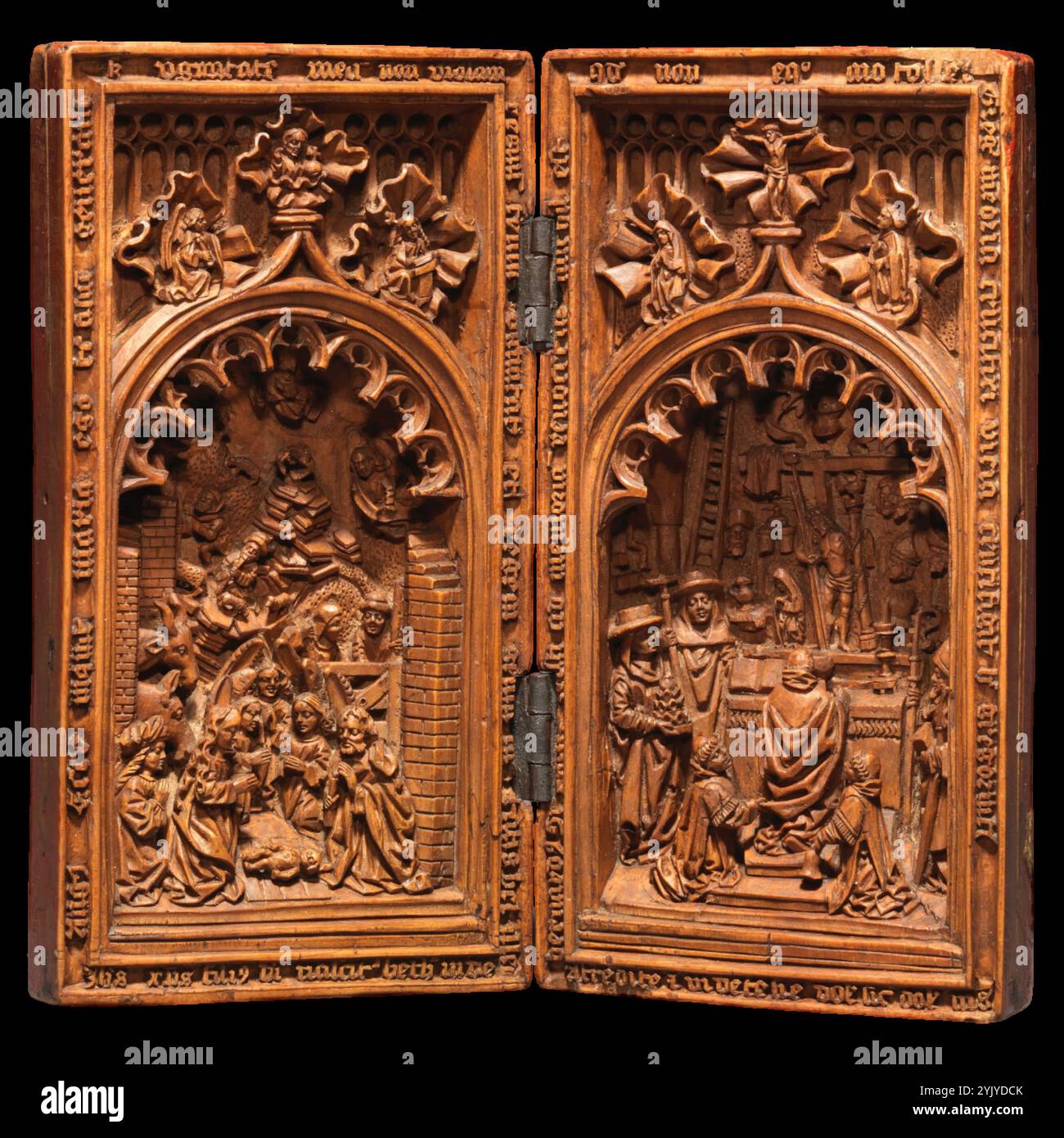 16th Century Netherlandish Ivory Diptych with Nativity and Mass of ...