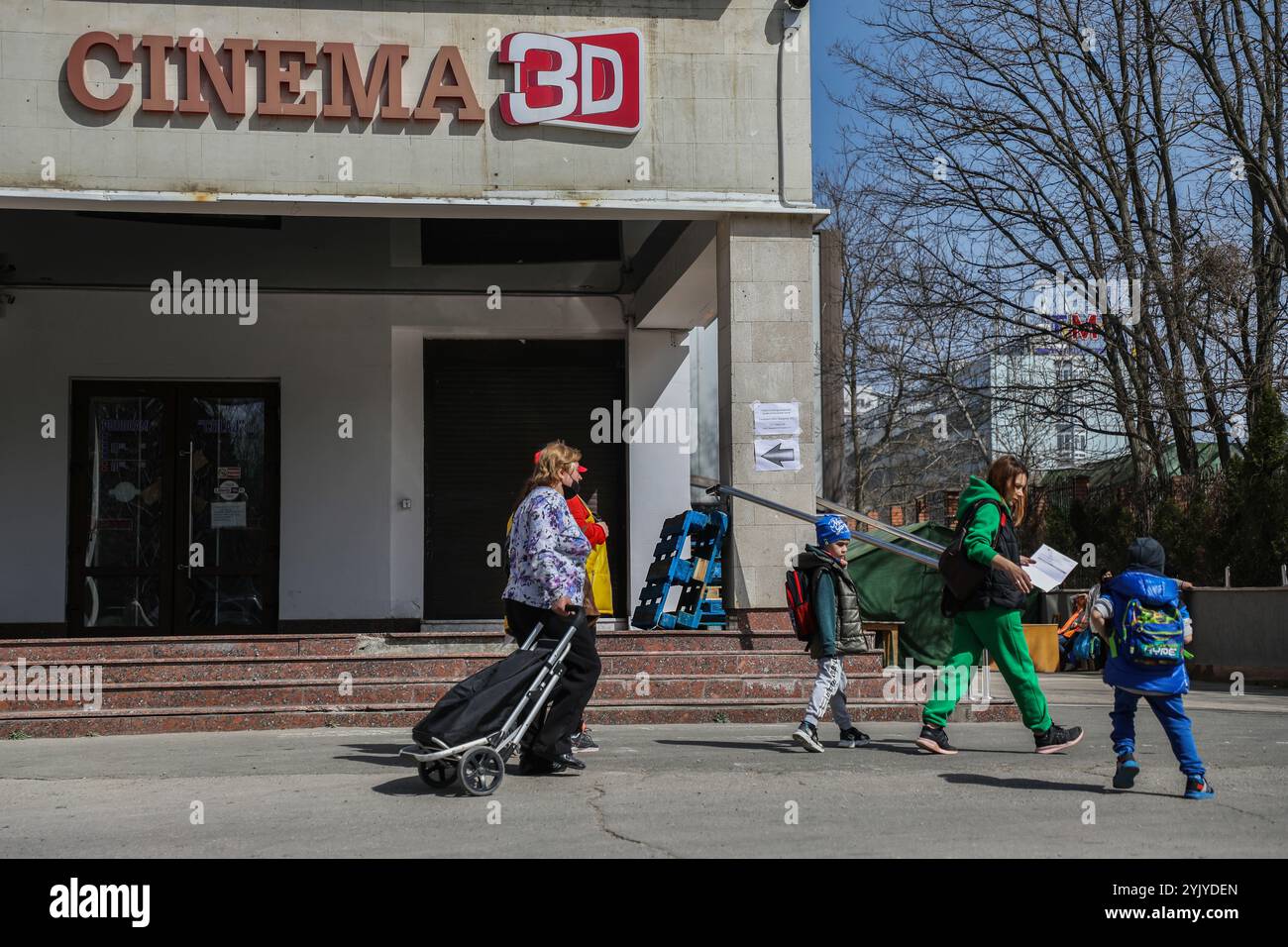 In front of the former entrance to the Patria Lukoil cinema in Chisinau ...