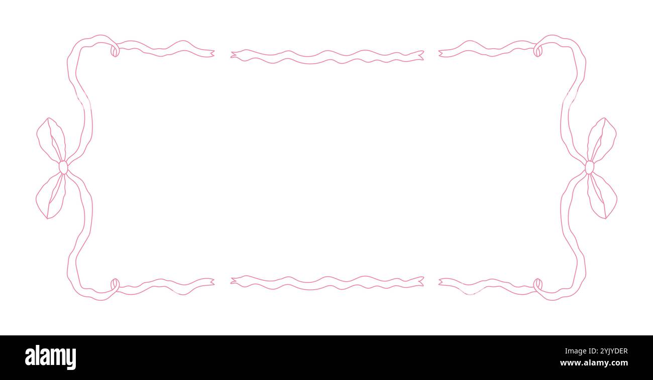 Coquette pink frame ribbon lace bow, pink wavy border y2k retro set ...