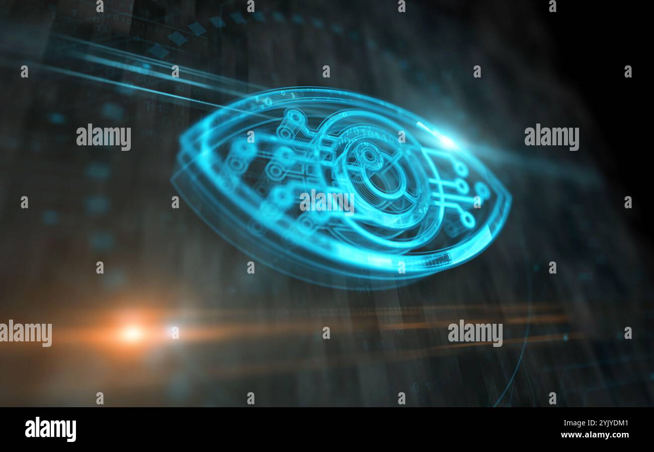 Cyber eye spying and security control symbol digital concept. Network ...