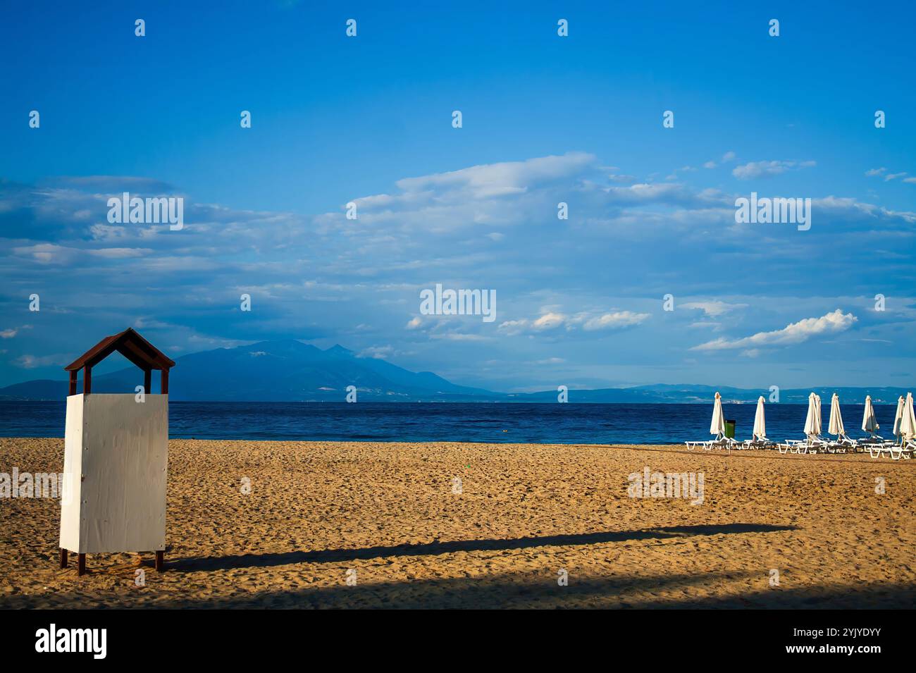 A changing cabin on a beach. Representing a lonely changing cabin on a ...