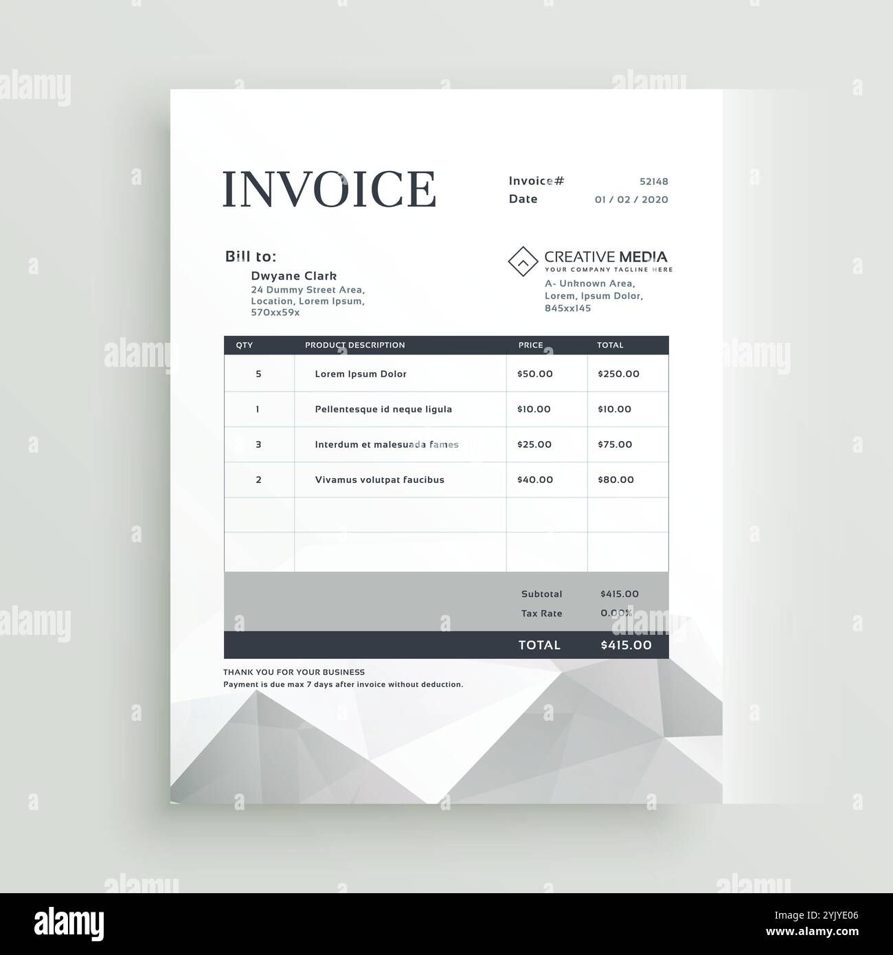 vector quotation invoice template design Stock Vector Image & Art - Alamy