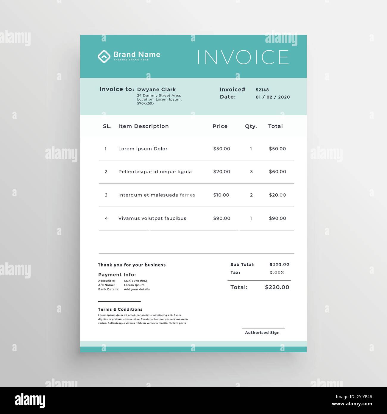 Invoice layout vector hi-res stock photography and images - Alamy