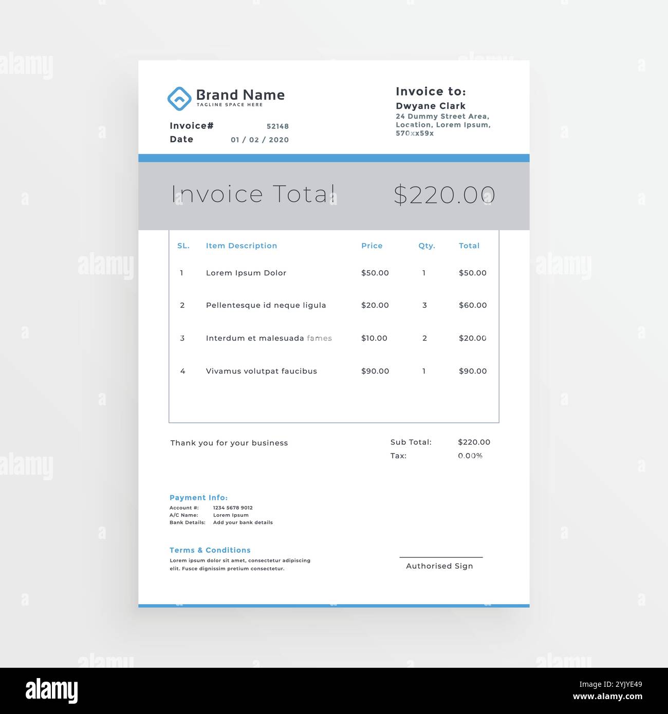 Minimal invoice design hi-res stock photography and images - Alamy