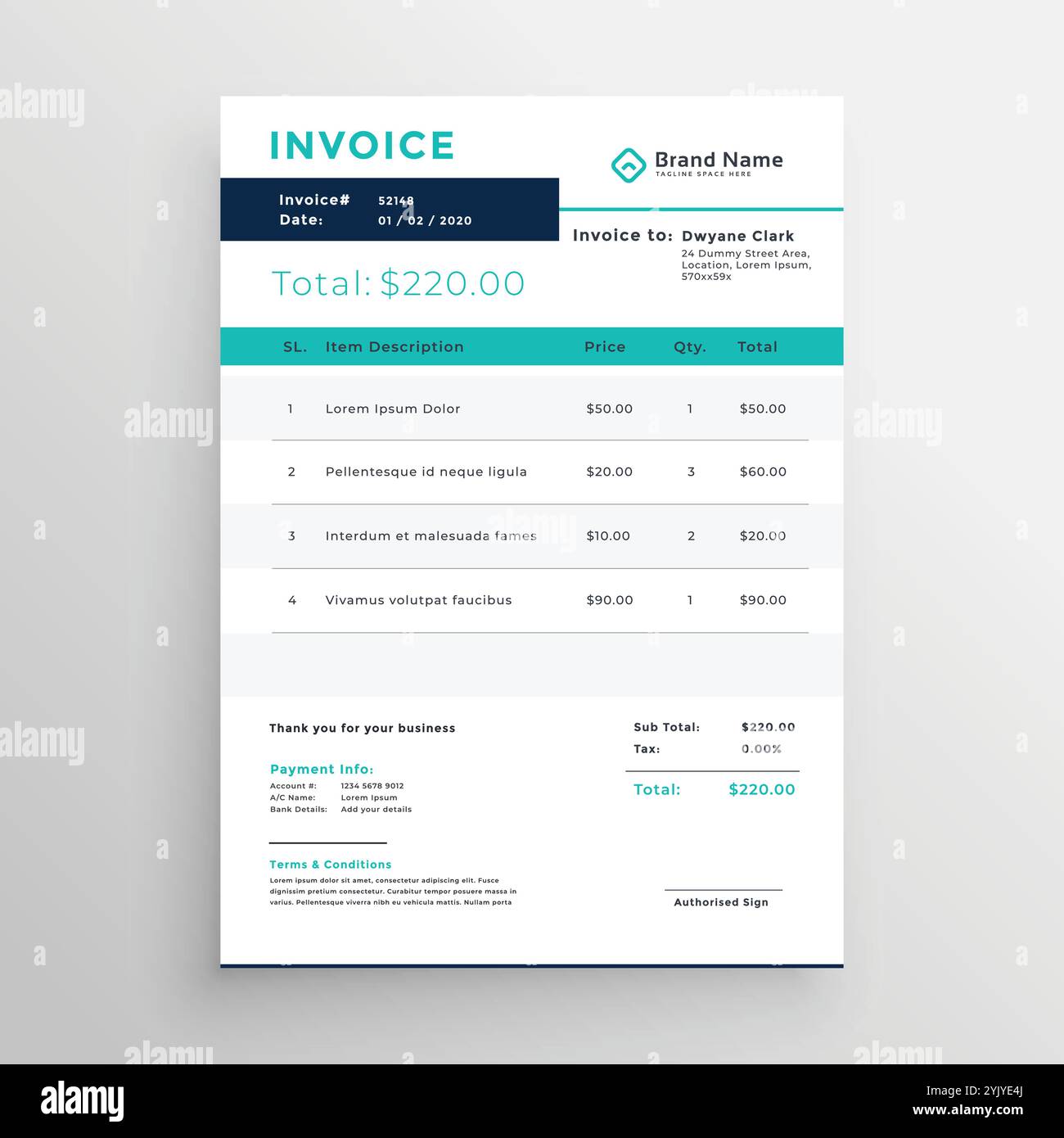 modern invoice template design for your business Stock Vector Image ...
