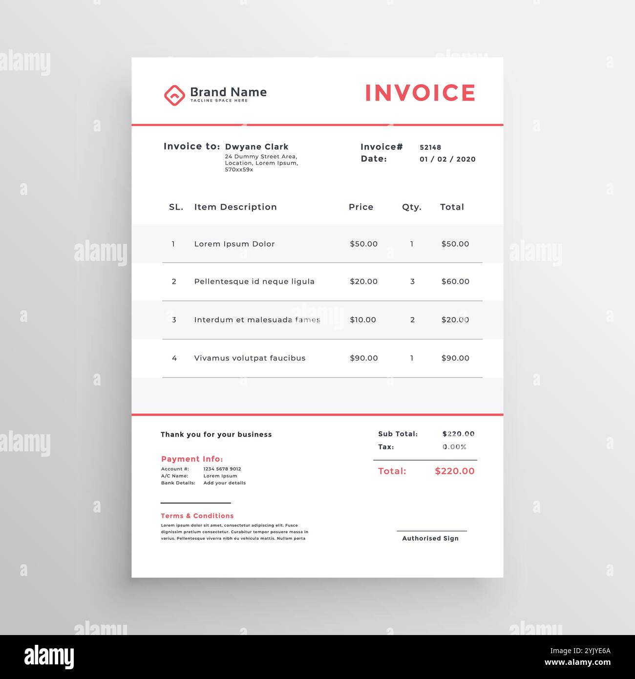 Minimal invoice design hi-res stock photography and images - Alamy