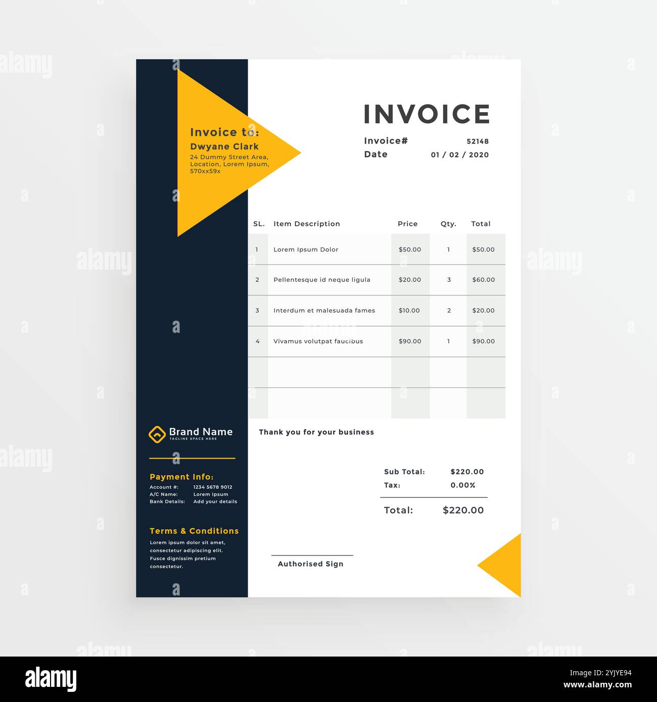 Minimal invoice template hi-res stock photography and images - Alamy
