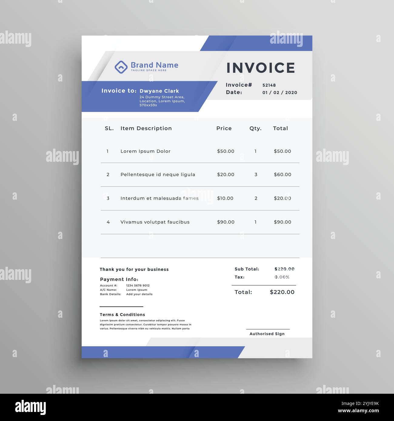 Invoice template vector hi-res stock photography and images - Alamy