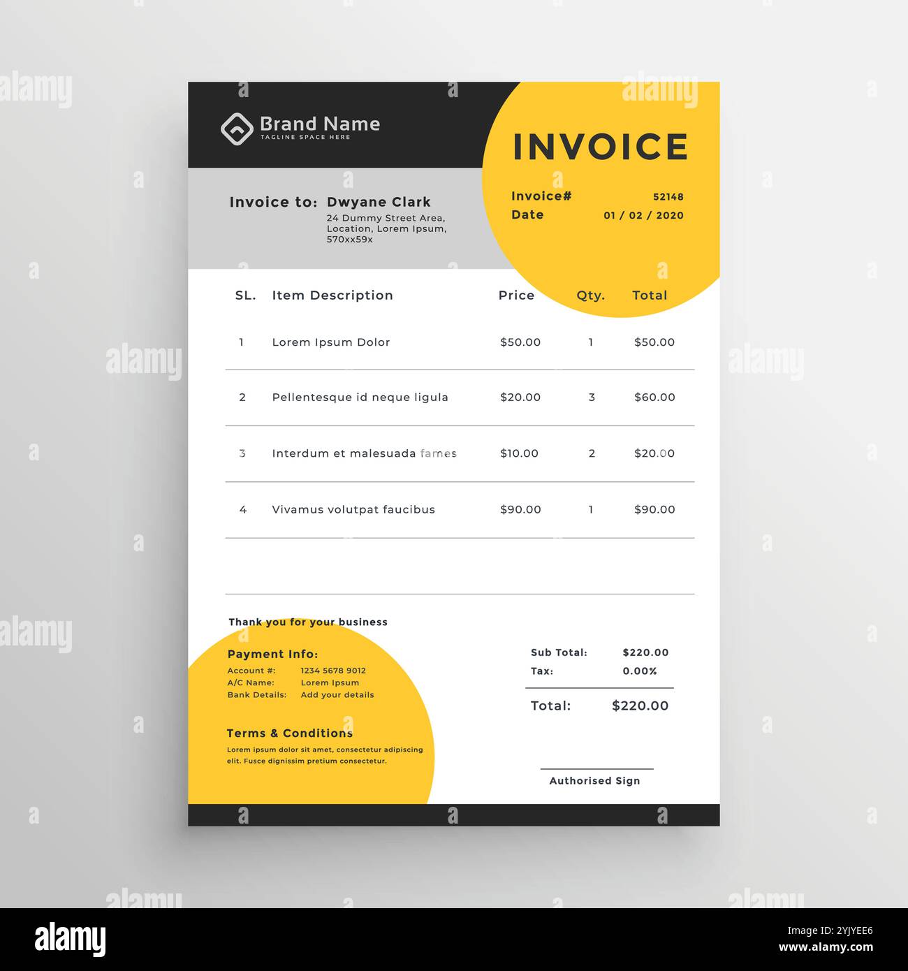 Professional invoice vector Stock Vector Images - Alamy