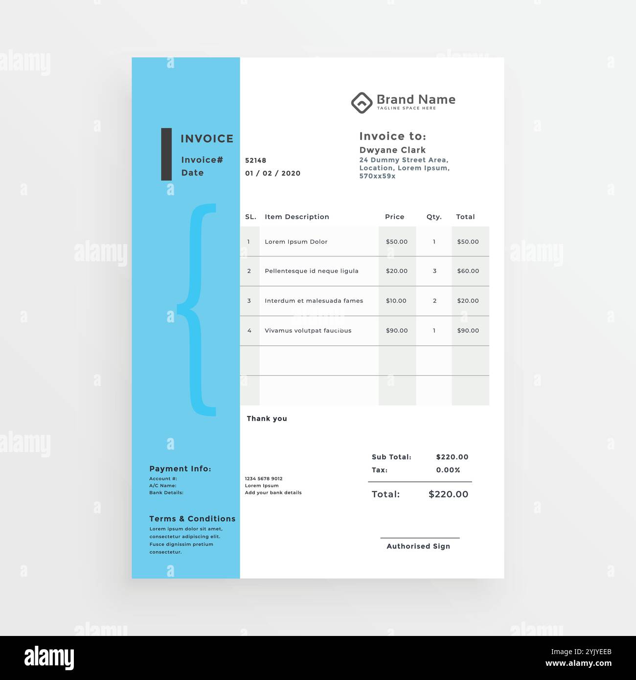 minimal creative invoice template design for your business Stock Vector ...