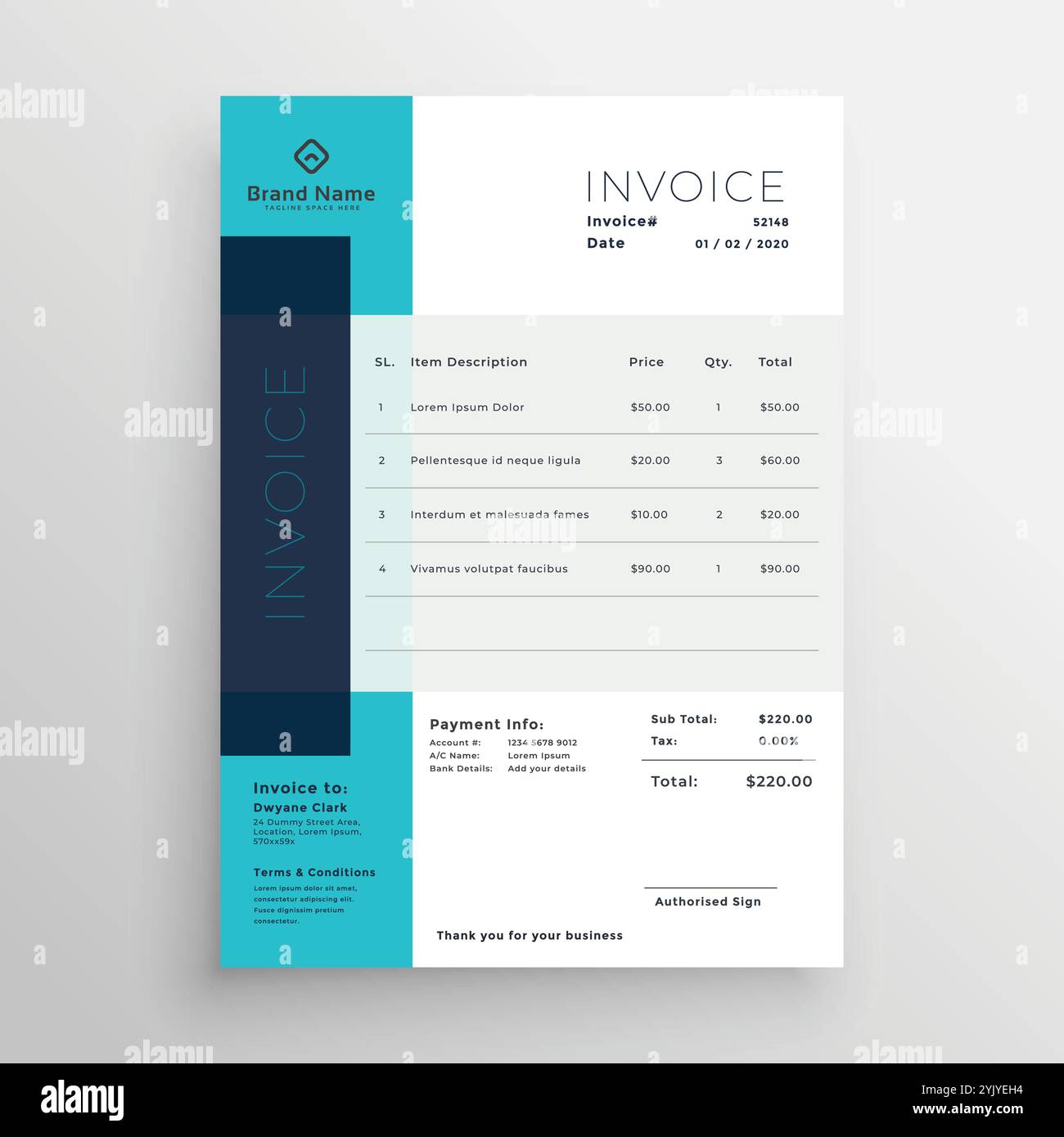 modern blue creative invoice template design Stock Vector Image & Art ...