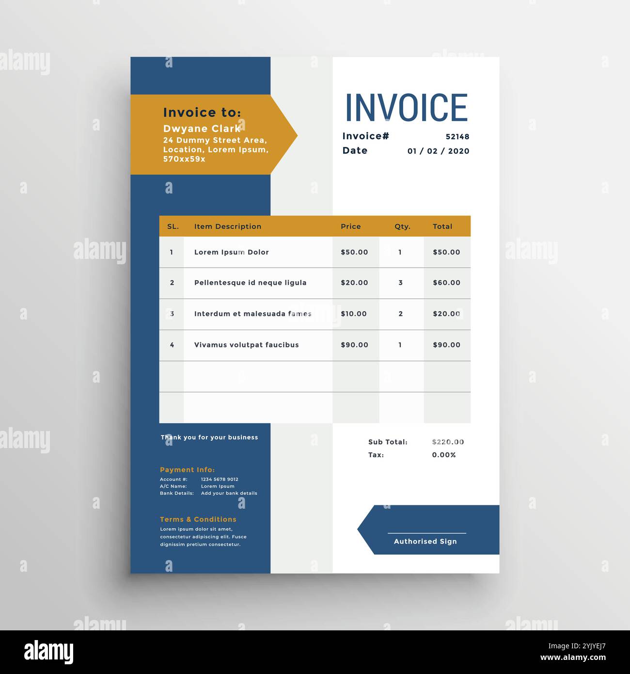 Professional invoice design Stock Vector Images - Alamy