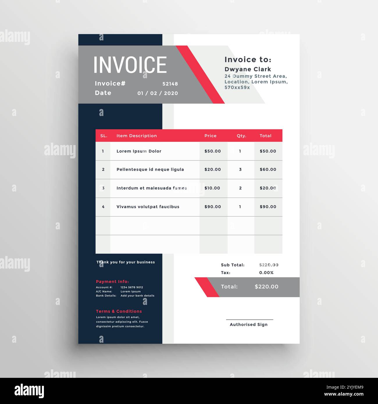 Professional invoice template hi-res stock photography and images - Alamy