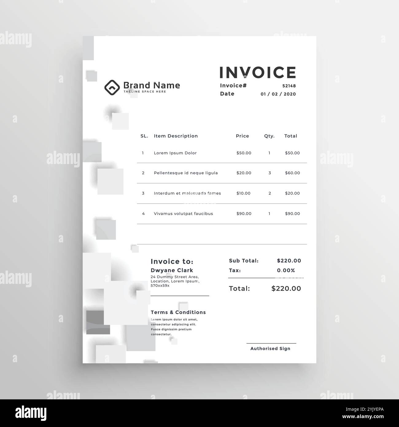 Minimal invoice template hi-res stock photography and images - Alamy