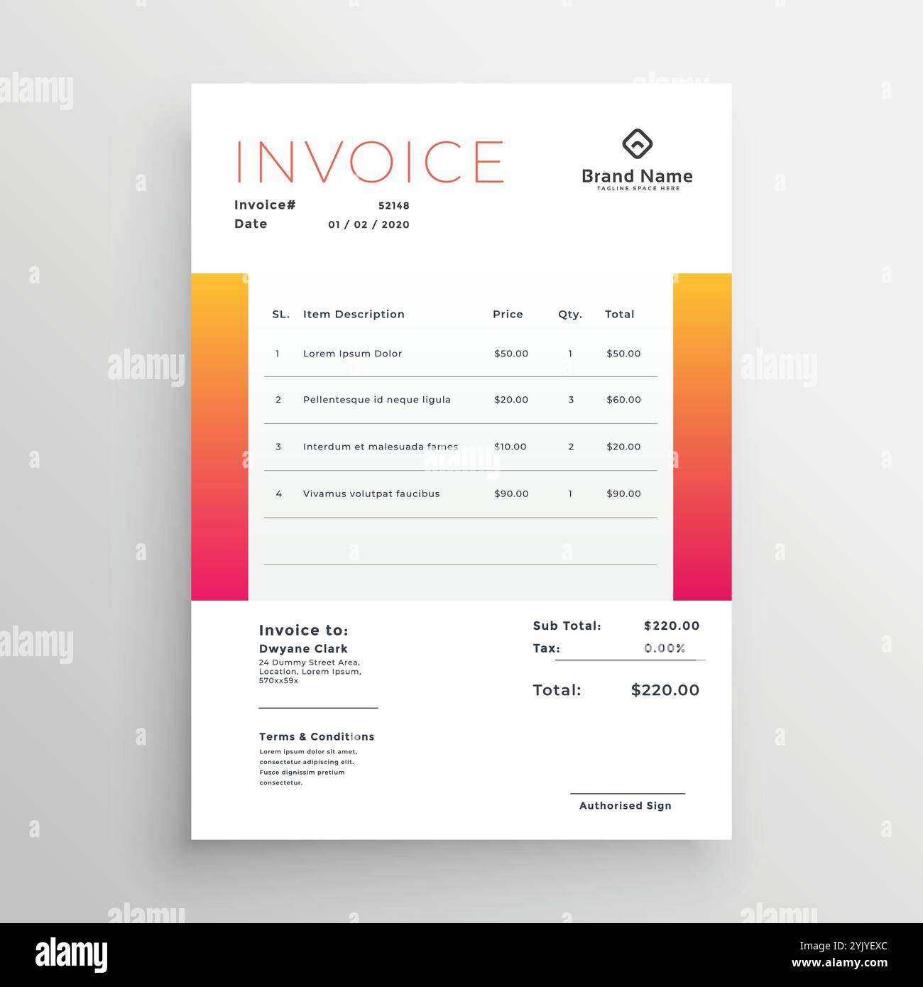 Orange invoice Stock Vector Images - Alamy