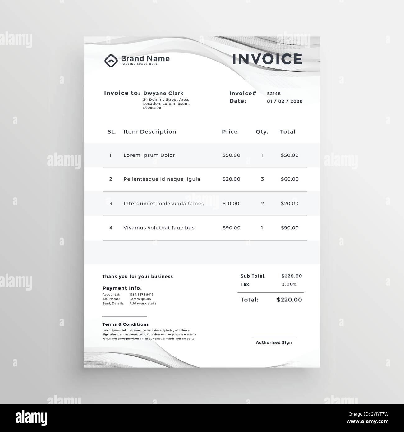 Quotation invoice template paper Stock Vector Images - Alamy