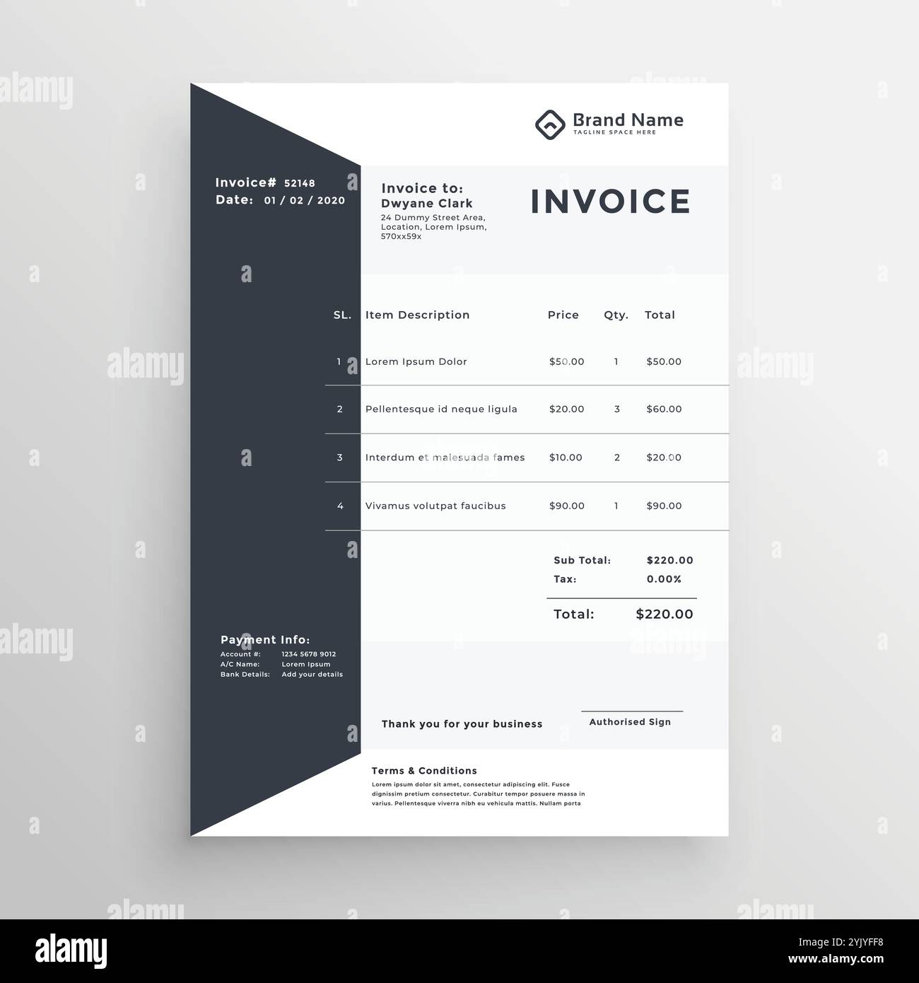 Elegant invoice design hi-res stock photography and images - Alamy