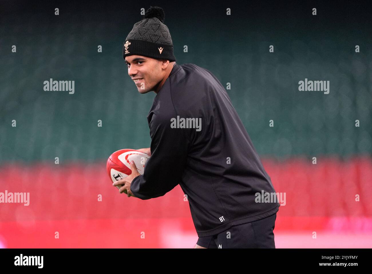 Wales' Ben Thomas during the team run at the Principality Stadium ...