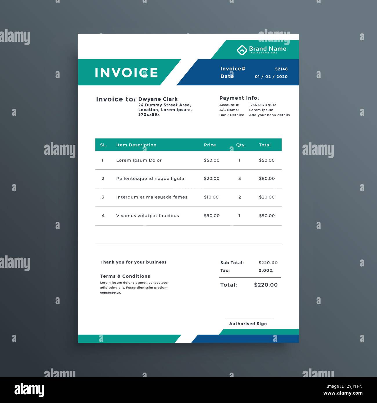 Professional invoice template hi-res stock photography and images - Alamy