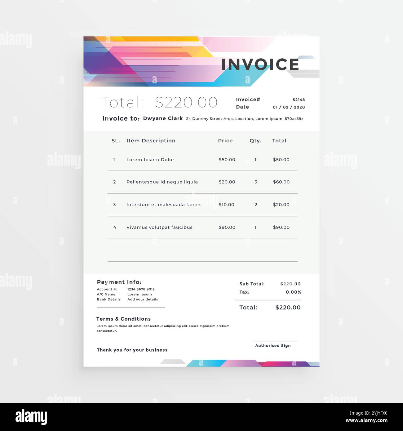 Quotation invoice template paper Stock Vector Images - Alamy