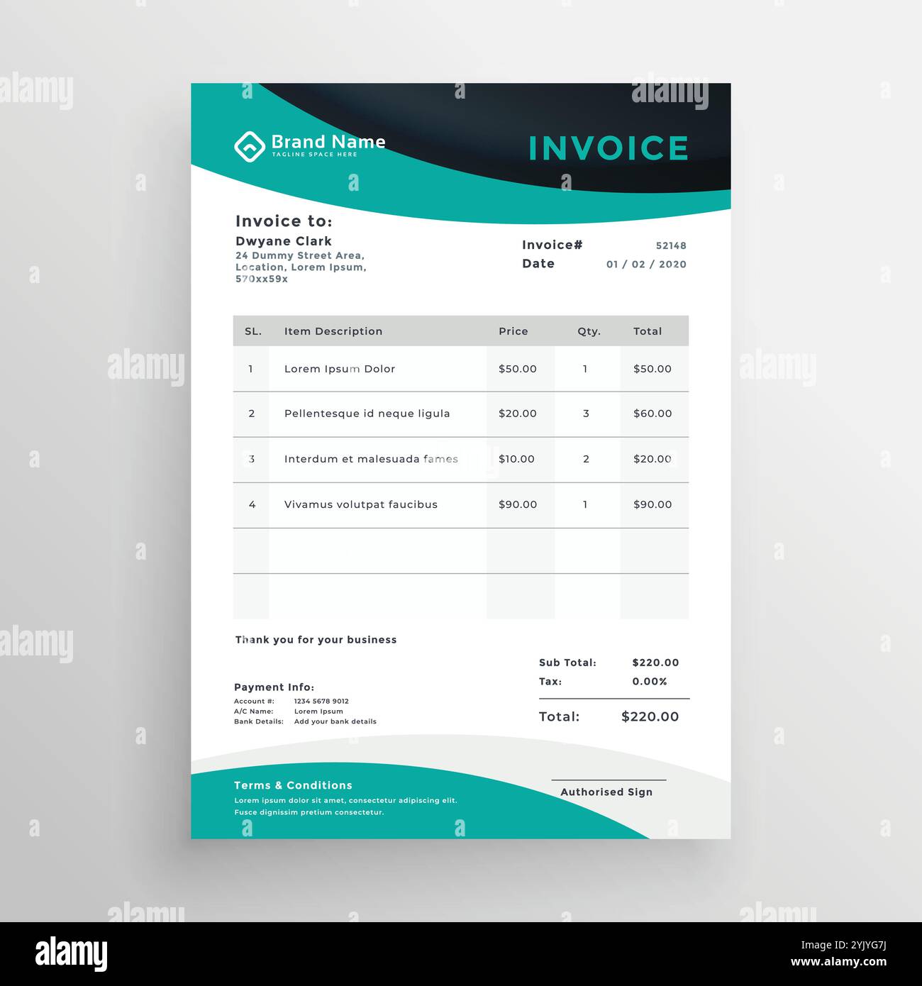 stylish modern wavy business invoice template Stock Vector Image & Art ...