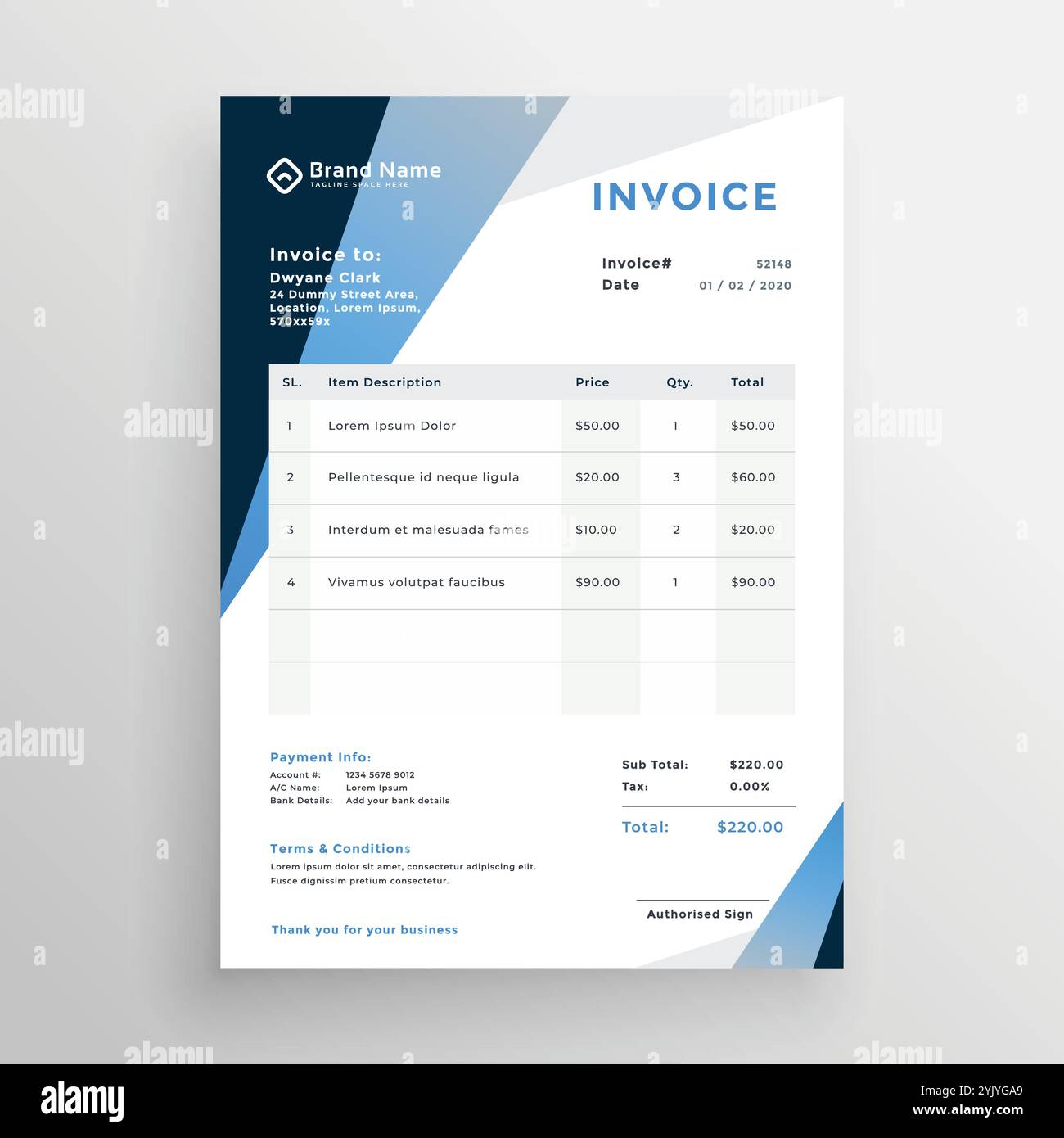 abstract geometric invoice template design Stock Vector Image & Art - Alamy