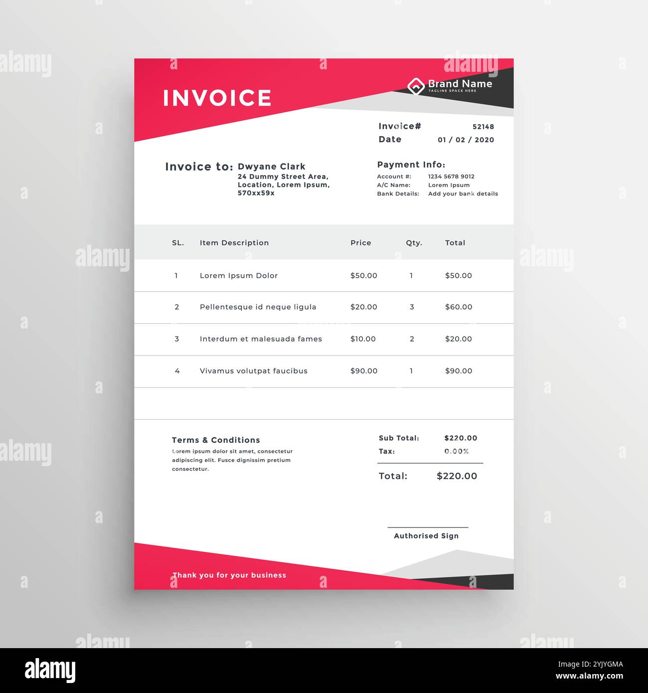 Elegant invoice design hi-res stock photography and images - Alamy