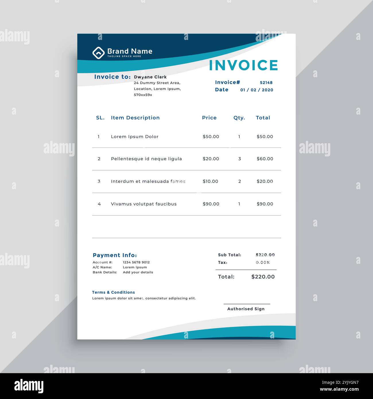 Quotation invoice template paper Stock Vector Images - Alamy