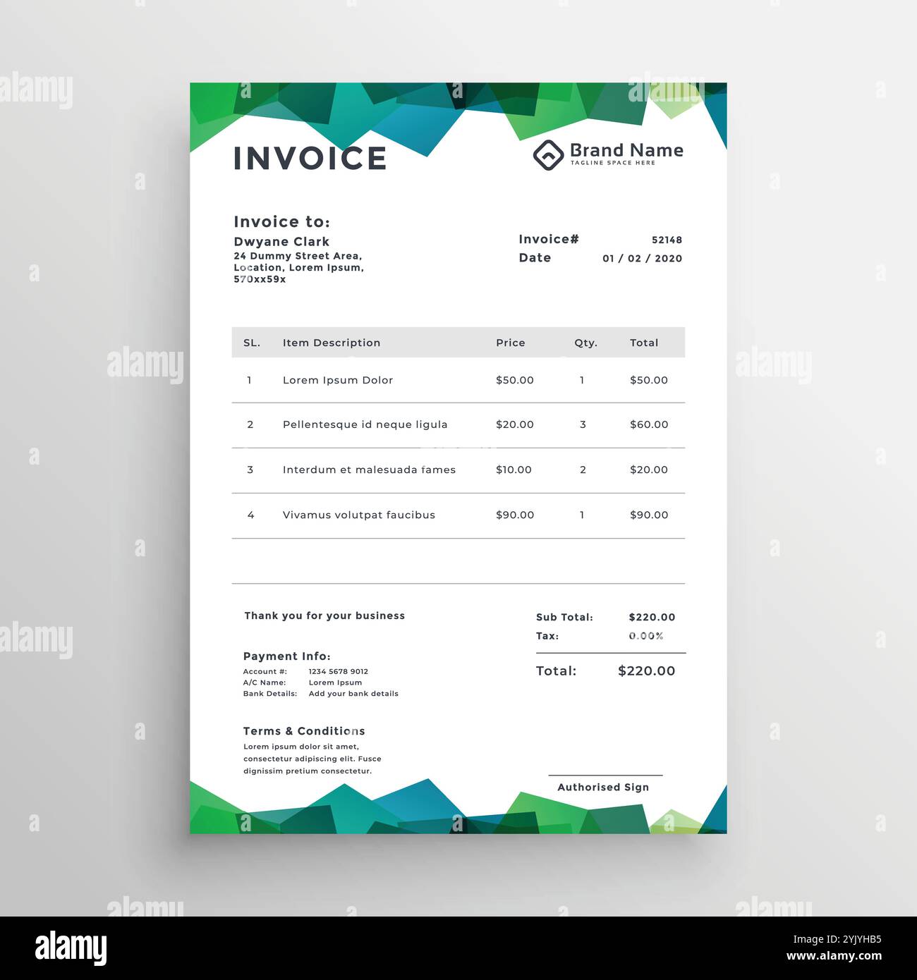 stylish abstract modern invoice template design Stock Vector Image ...