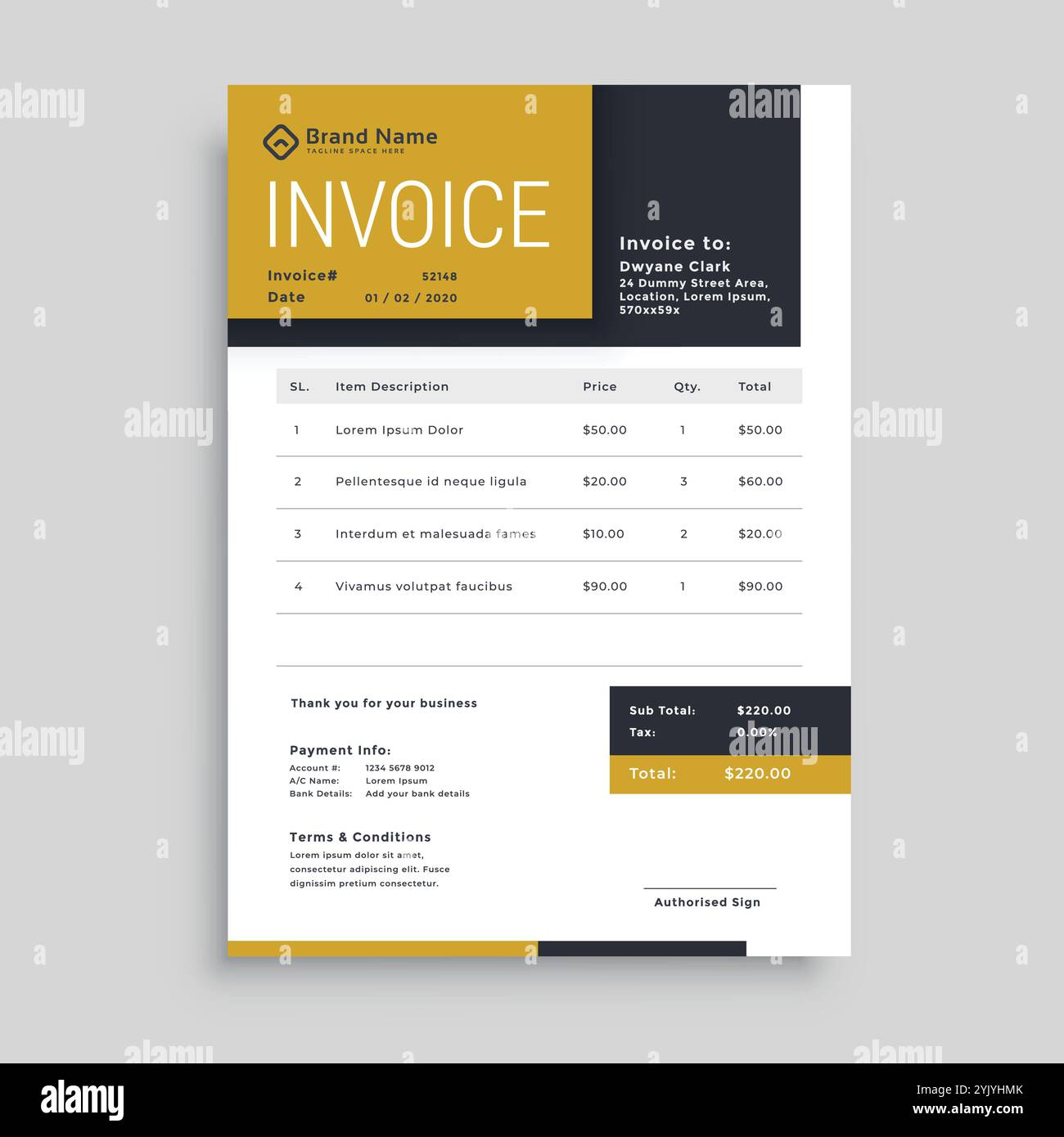 Business invoice template hi-res stock photography and images - Alamy