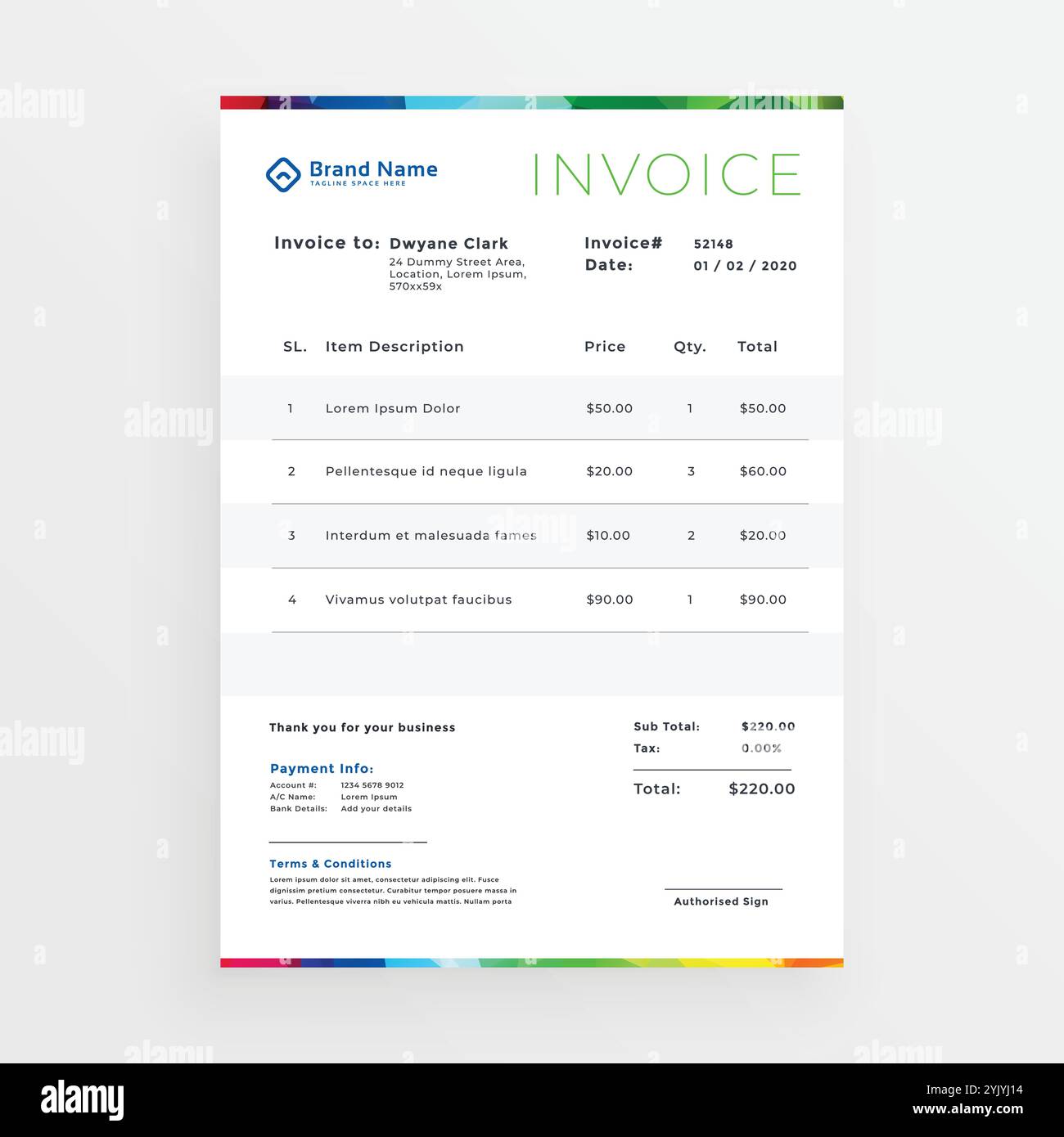 Business invoice template hi-res stock photography and images - Alamy