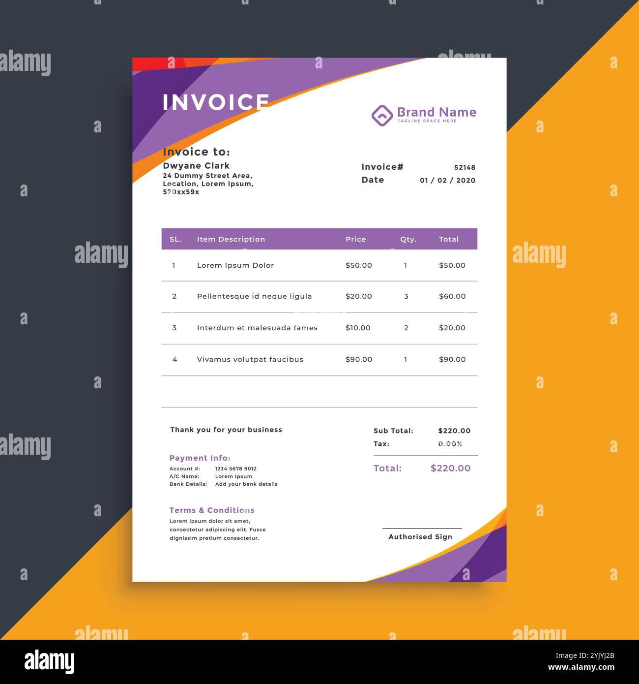 Business invoice template hi-res stock photography and images - Alamy