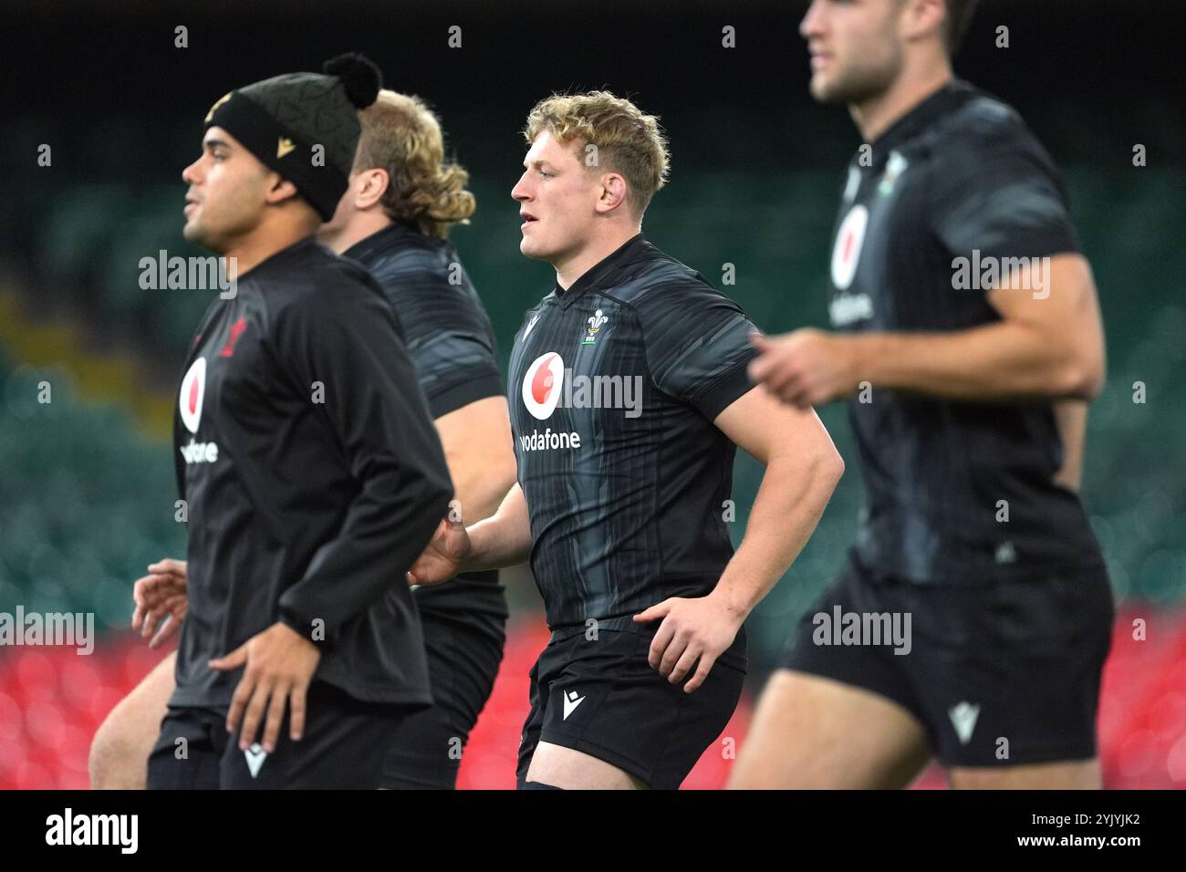 Wales' Jac Morgan during the team run at the Principality Stadium ...