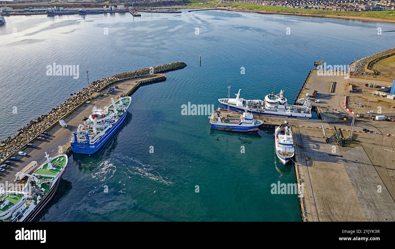 Peterhead Aberdeenshire Scotland view fron main harbour across ...