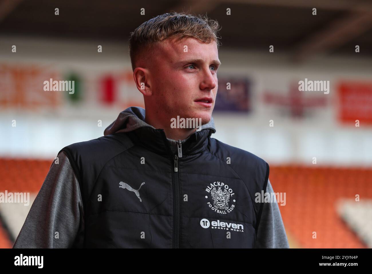 Ryan Finnigan of Blackpool arrives ahead of the Sky Bet League 1 match ...