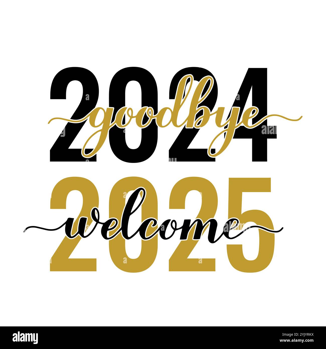 Goodbye 2024 Welcome 2025 handwritten with brush. Calligraphy lettering ...