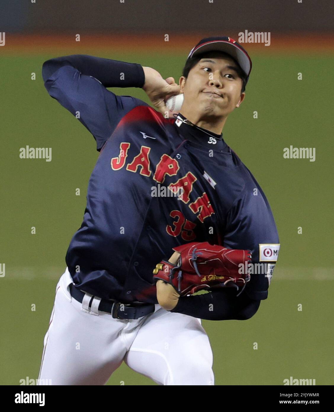 Japanese starting pitcher SAIKI Hiroto pitches during the baseball ...