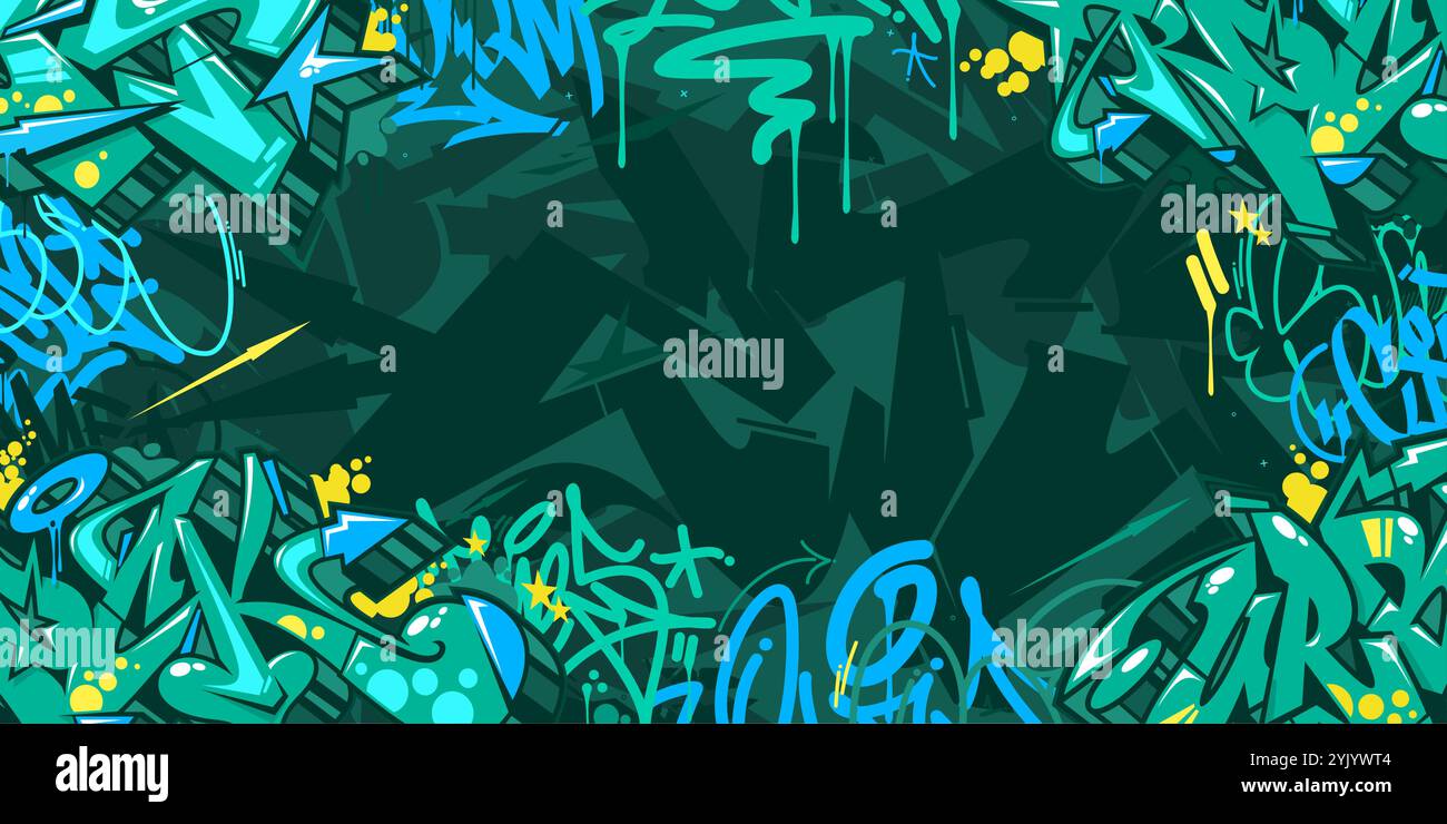 Cool Abstract Colorful Green Urban Street Art Graffiti Style Vector ...