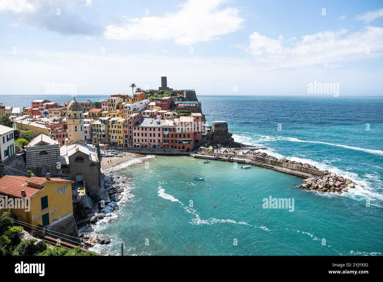 Colorful Coastal Village of Corniglia, Cinque Terre, Italy with ...
