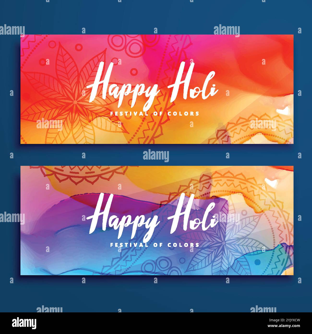 colorful happy holi banners set Stock Vector Image & Art - Alamy