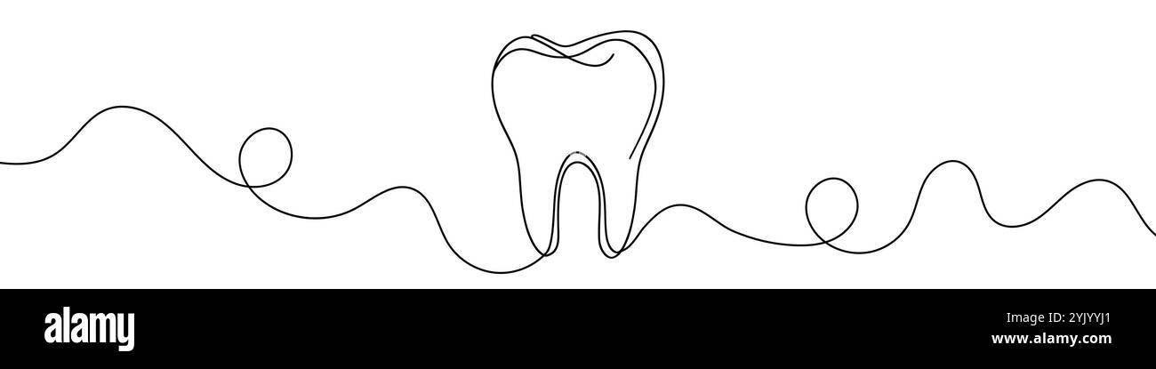 Continuous line drawing representing a tooth for dental care concept ...